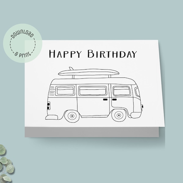 Vw Bus Birthday Card - Etsy