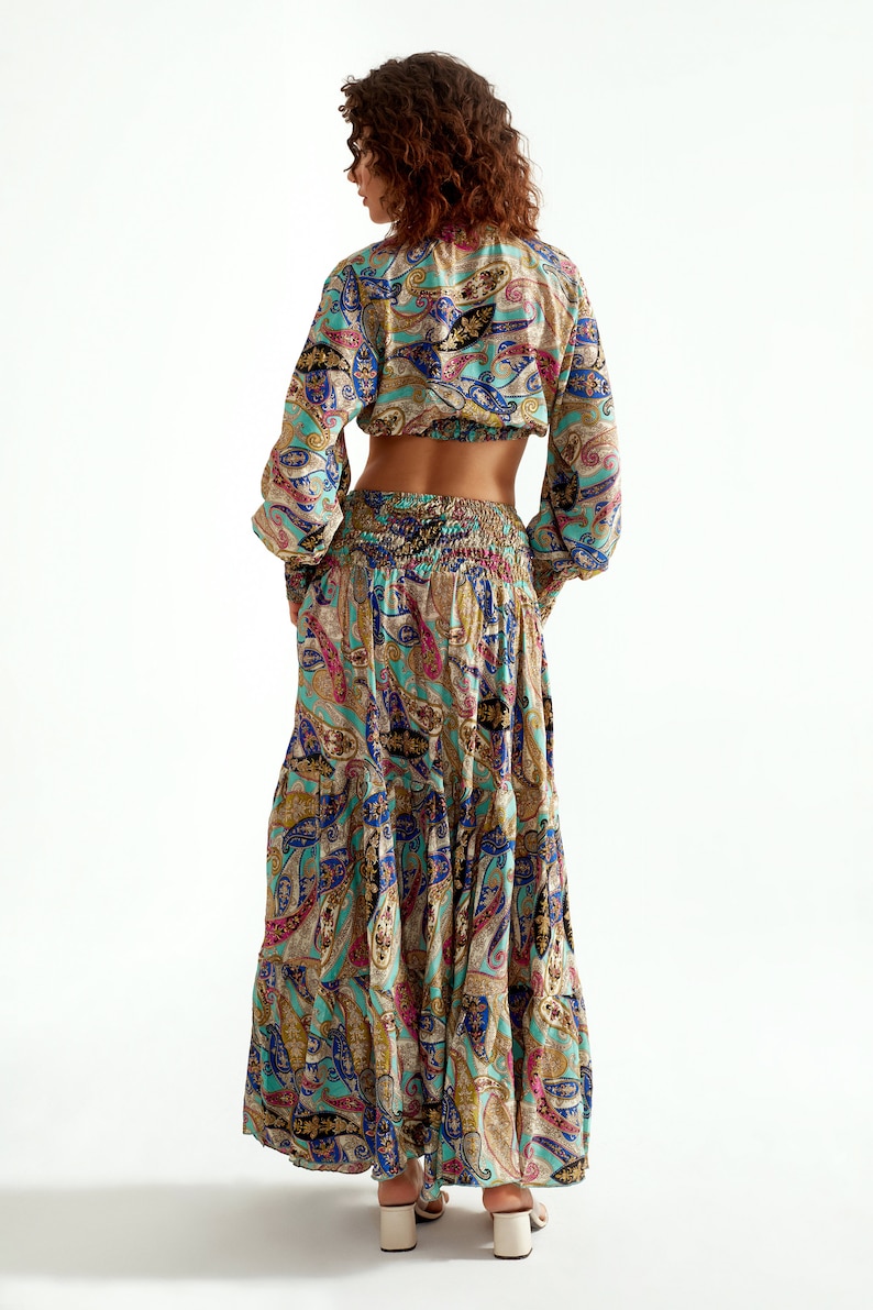 Silk Two-piece Sets, Boho Two-piece Set, Summer, Two-piece, One Size ...