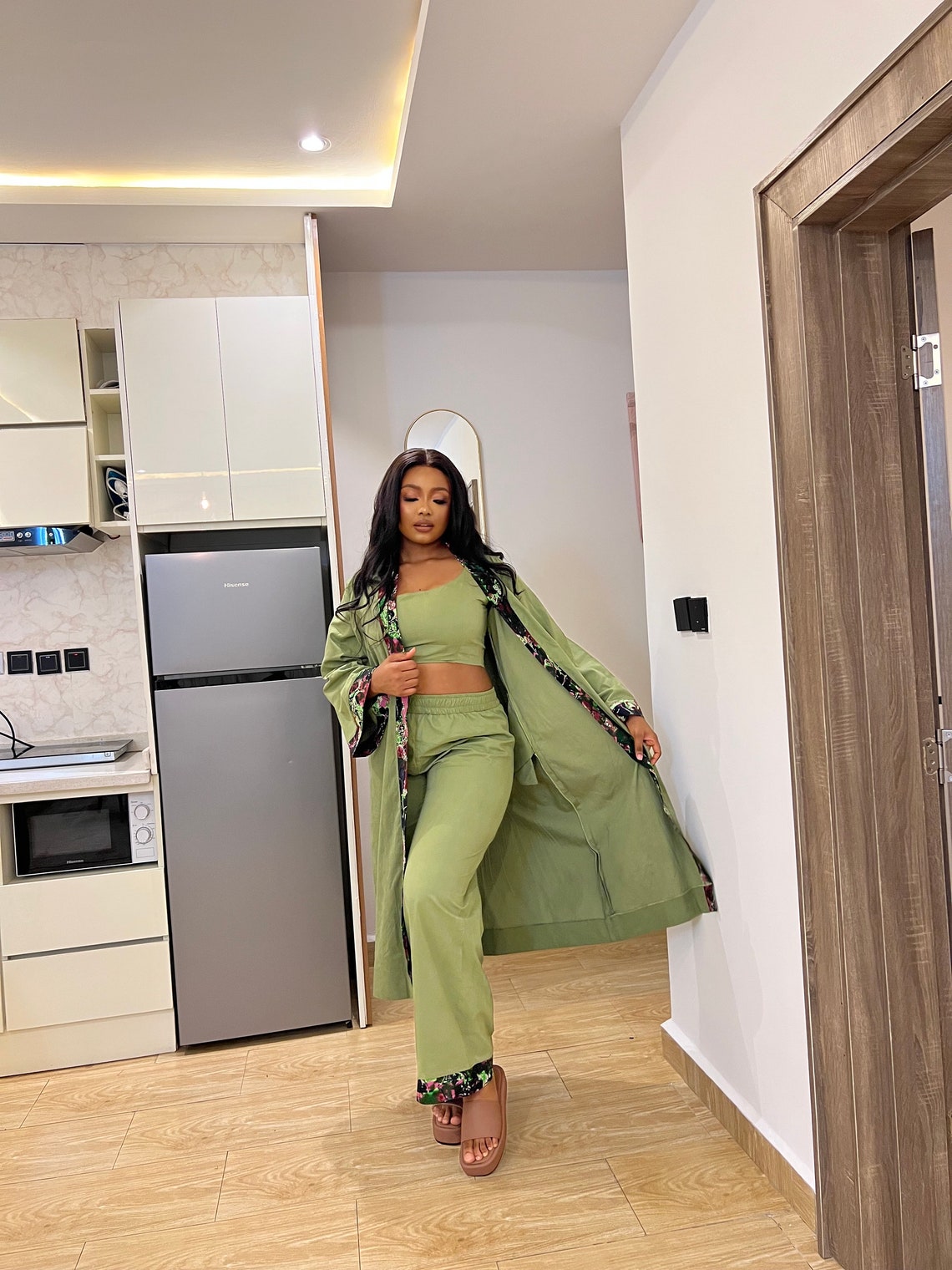 Green 3 Piece Dinner Wear Event Outfit Party Outfit Lounge Wear Airport ...