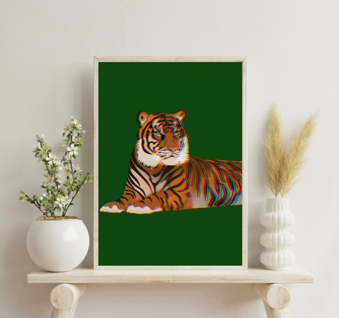 Trippy 3D Chromatic Tiger Big Cat Art Print Wall Decor Cat Loved ...