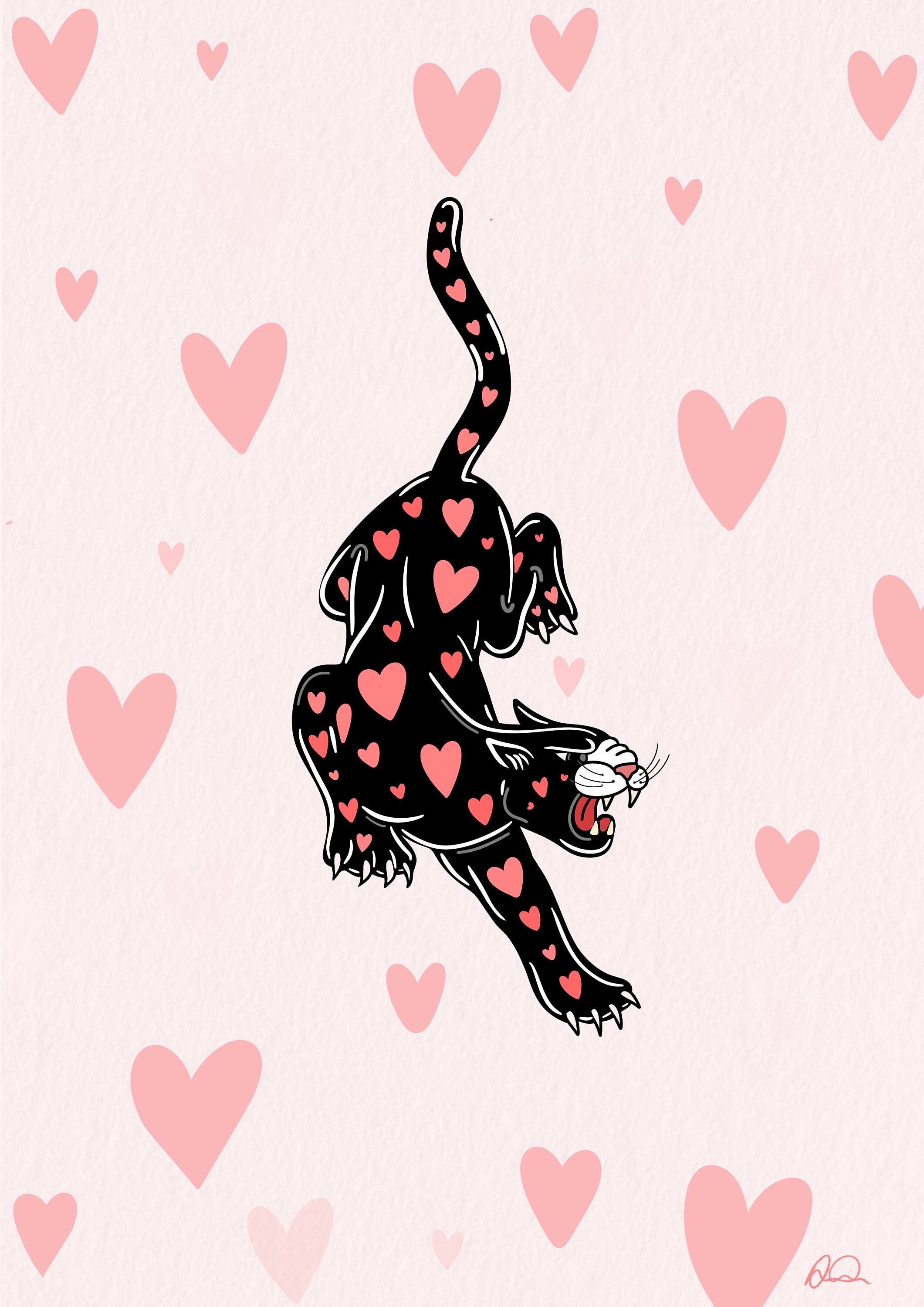 Traditional Tattoo Leopard Panther Illustrated Art Print | Wall Decor ...