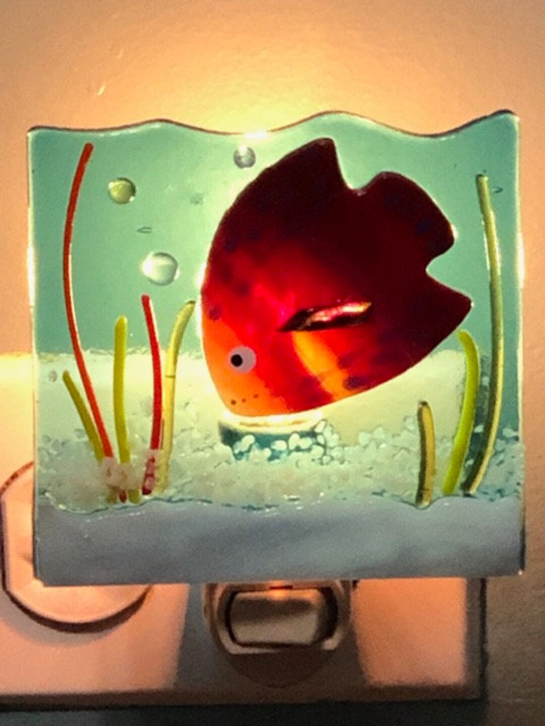 Fused Glass Fish Nightlight for Kids, Housewarming, Wedding, Water ...