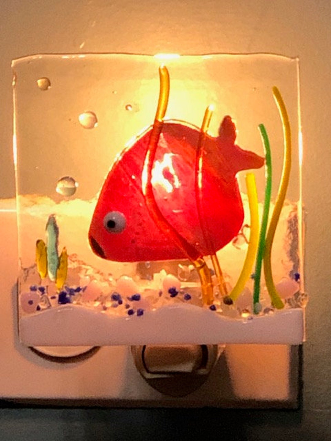 Fused Glass Fish Nightlight for Kids, Housewarming, Wedding, Water ...