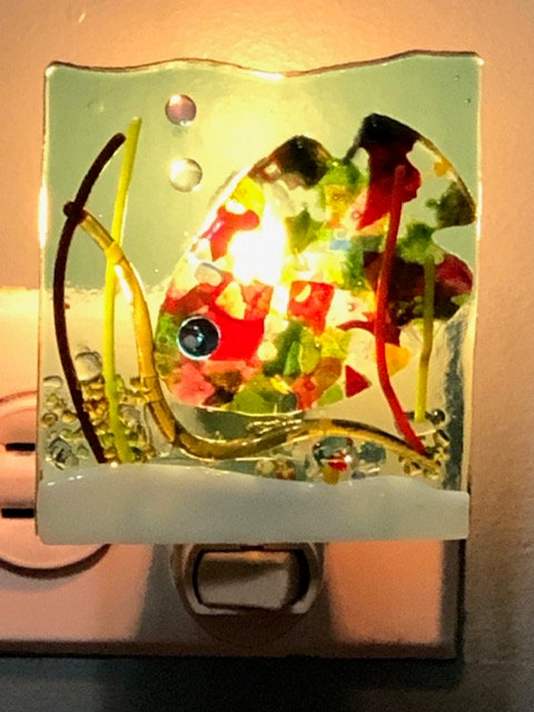 Fused Glass Fish Nightlight for Kids, Housewarming, Wedding, Water ...