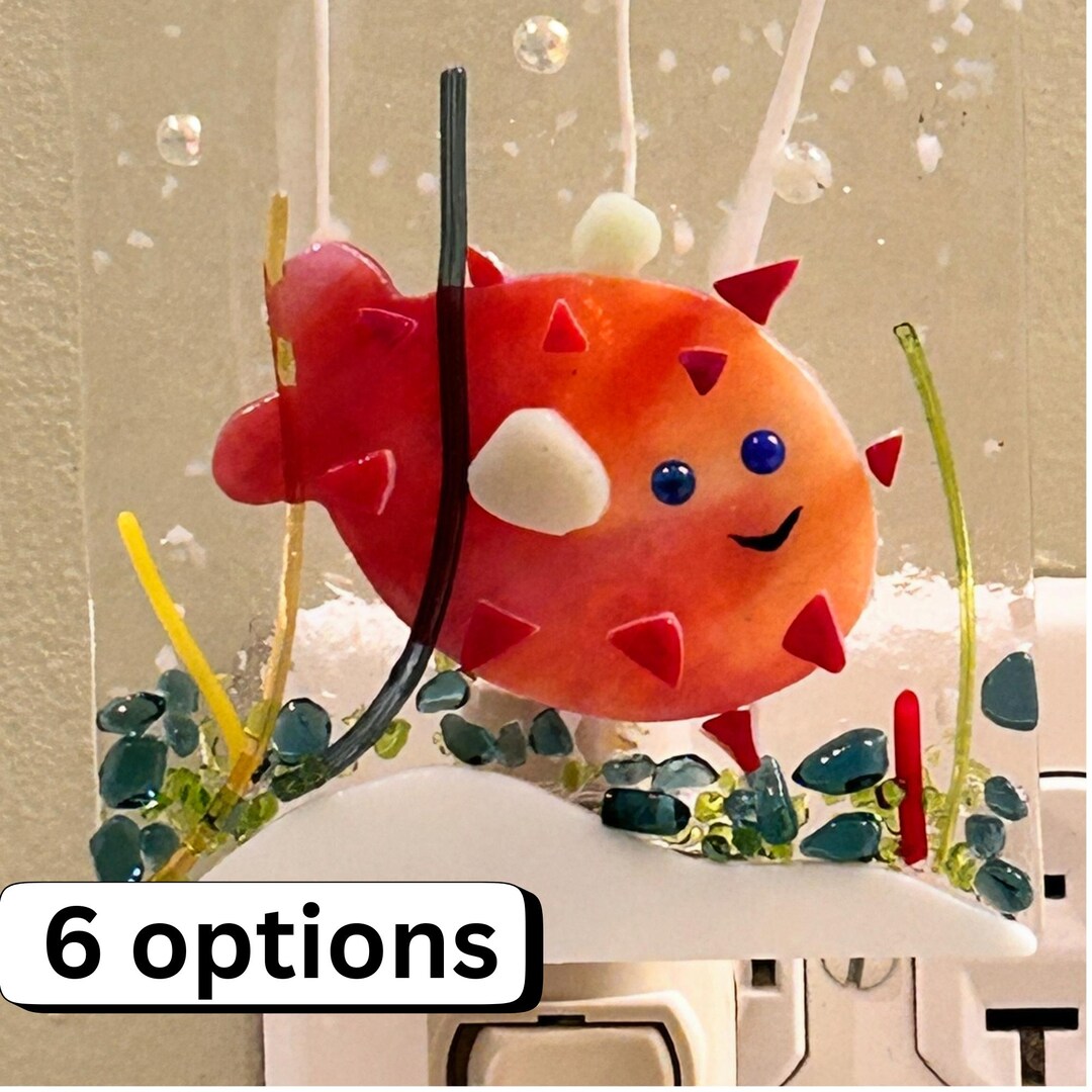 Fused Glass Puffer Fish Night Light: Handmade Ocean Decor - Etsy