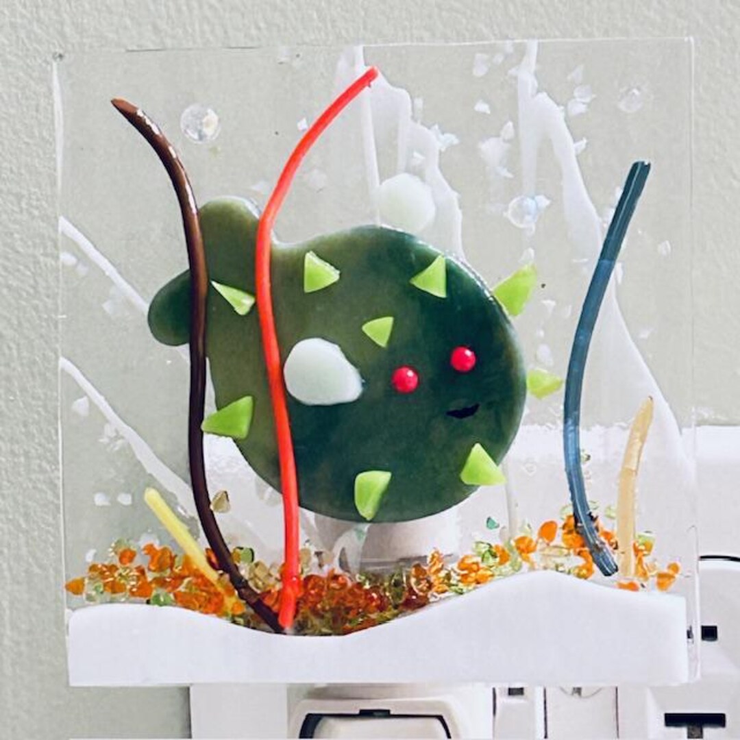 All Rooms Fused Glass Puffer Fish Nightlight for Kids, Housewarming ...
