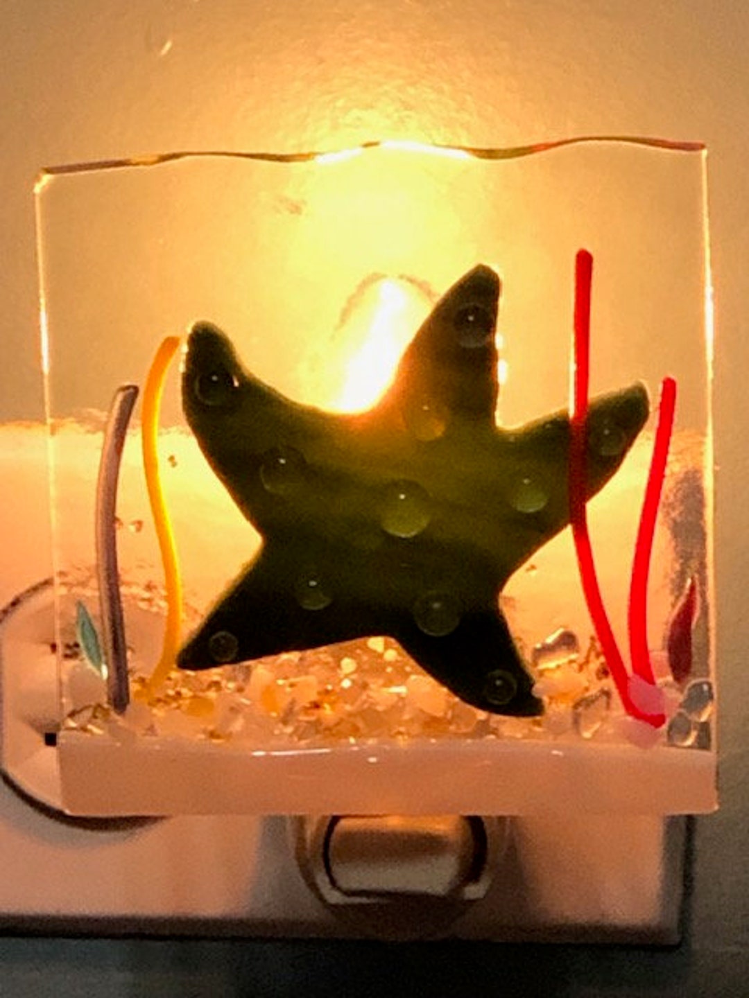 Fused Glass Sea Star Nightlight for Kids, Housewarming, Wedding, Water Sports Lovers, Graduation ...