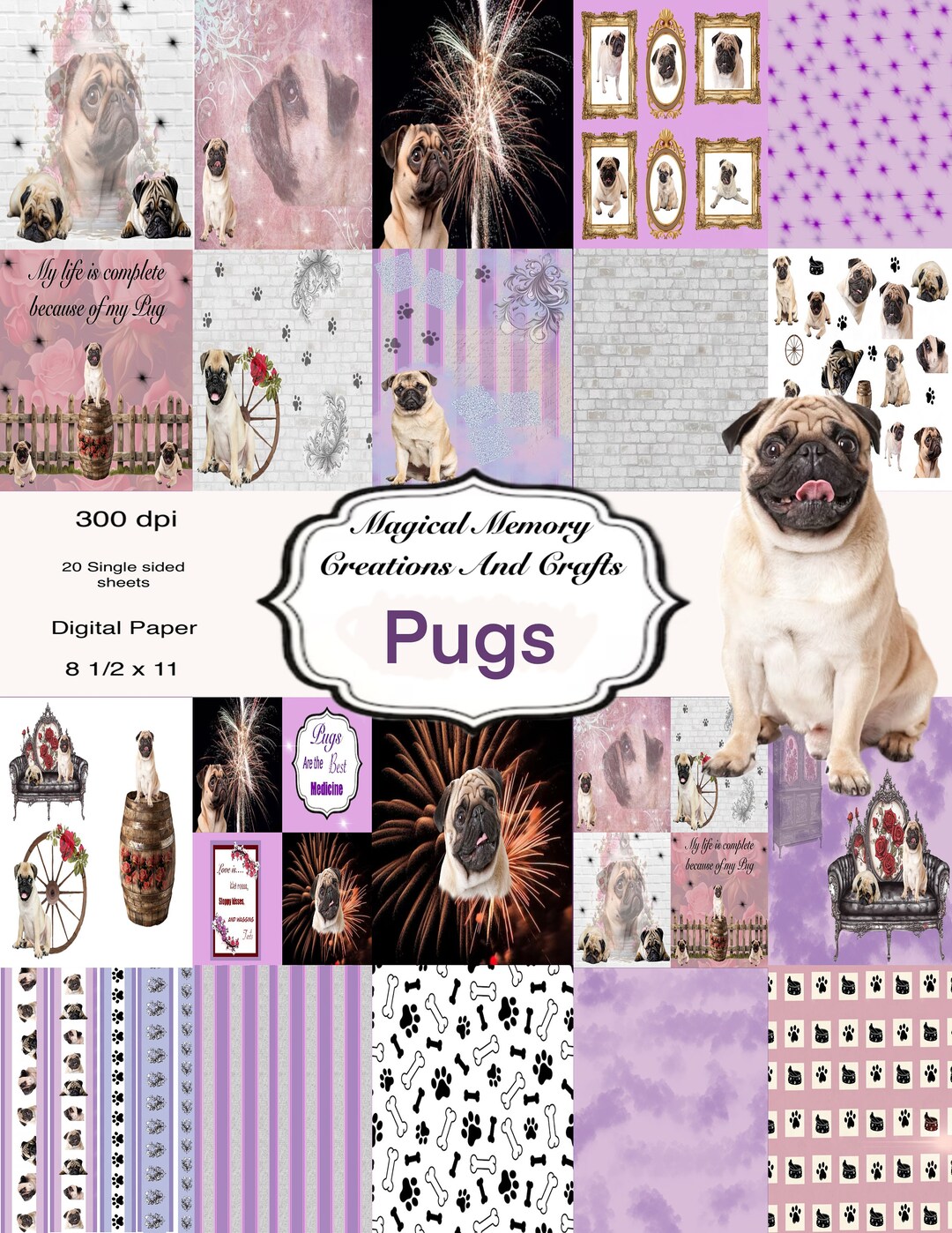 Pugs Collection Paper Pack - Etsy