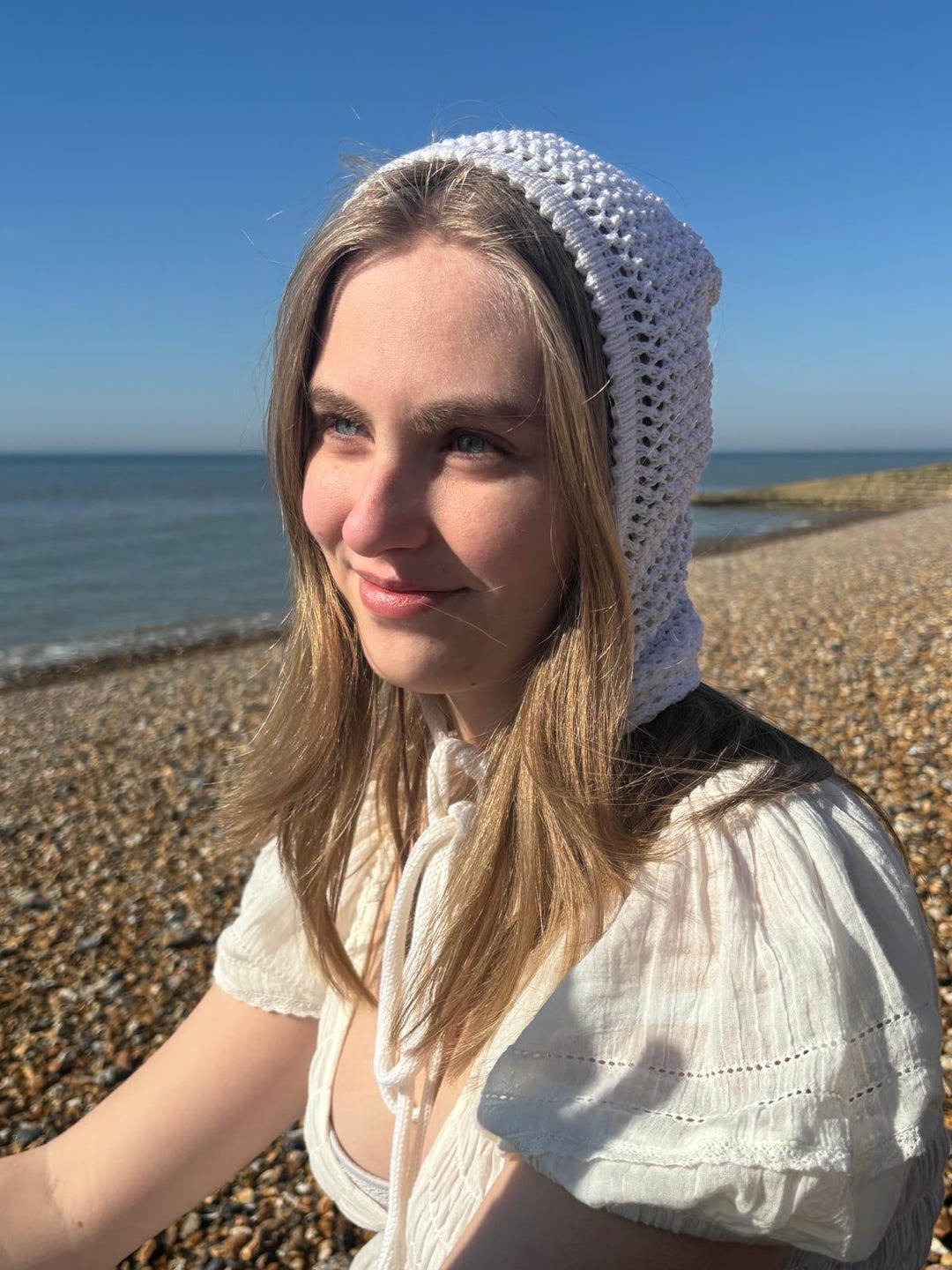 Lace Knitted Bonnet - Danae Hood Bonnet - Etsy UK