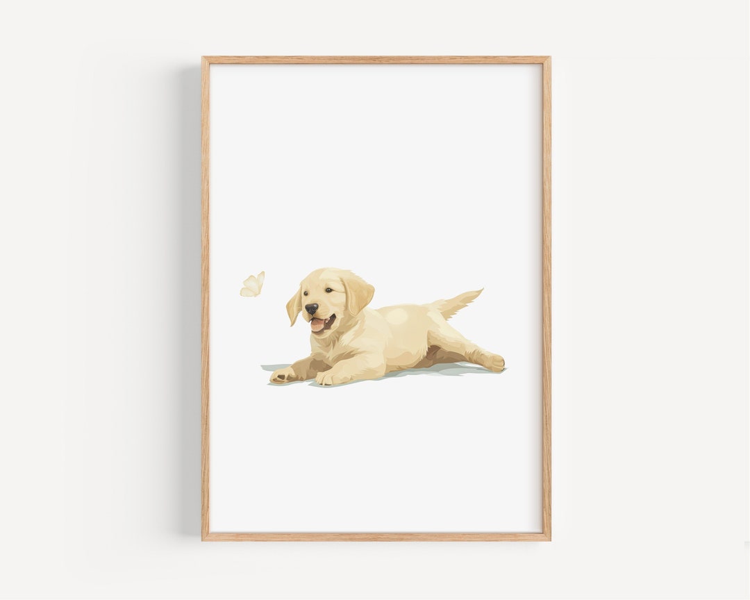 Golden Retriever Nursery Print Decor, Dog Breed Digital Poster Wall Art ...