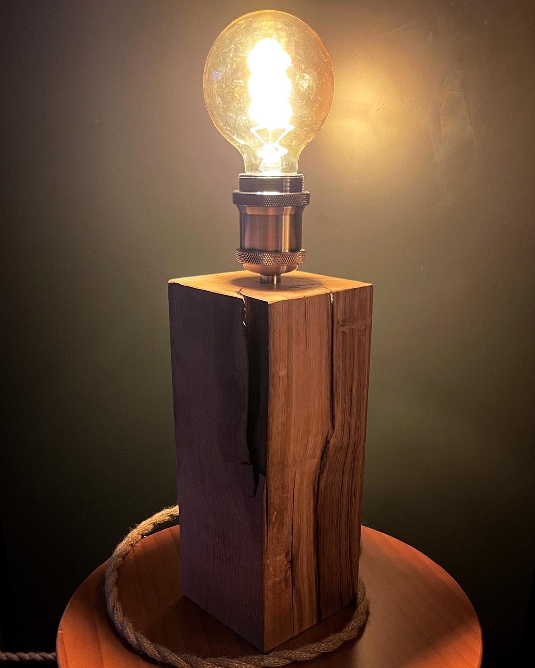 Oak Block Lamp - Etsy