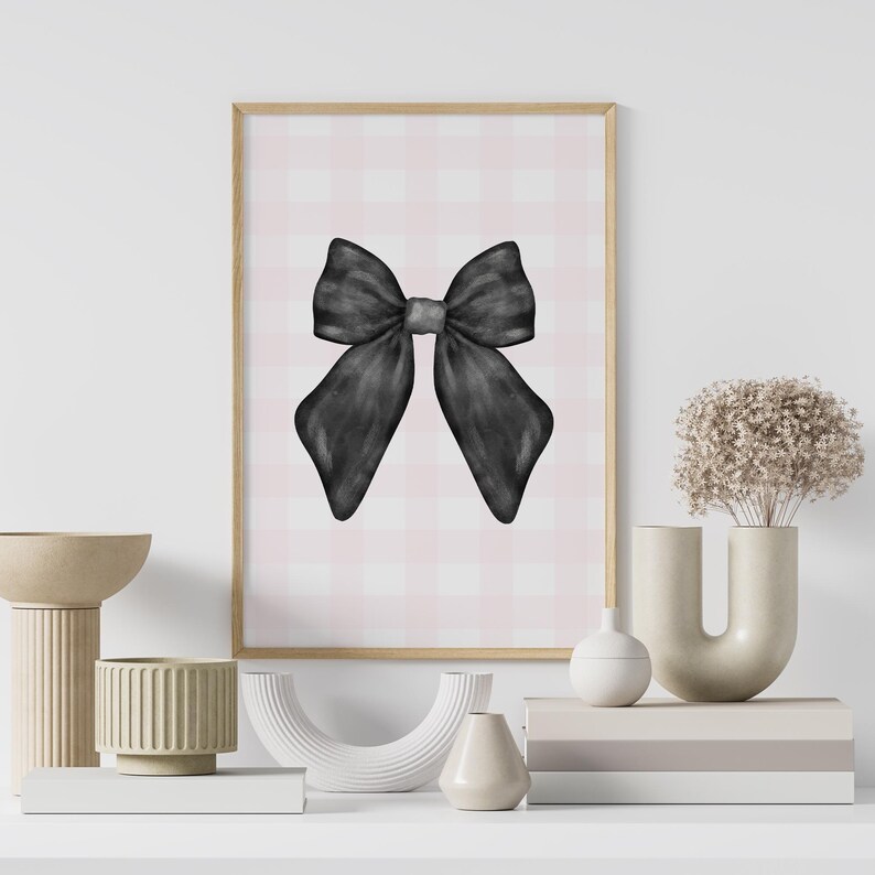 Coquette Poster,bows Printable Art,aesthetic Posters,black Bow Wall Art ...
