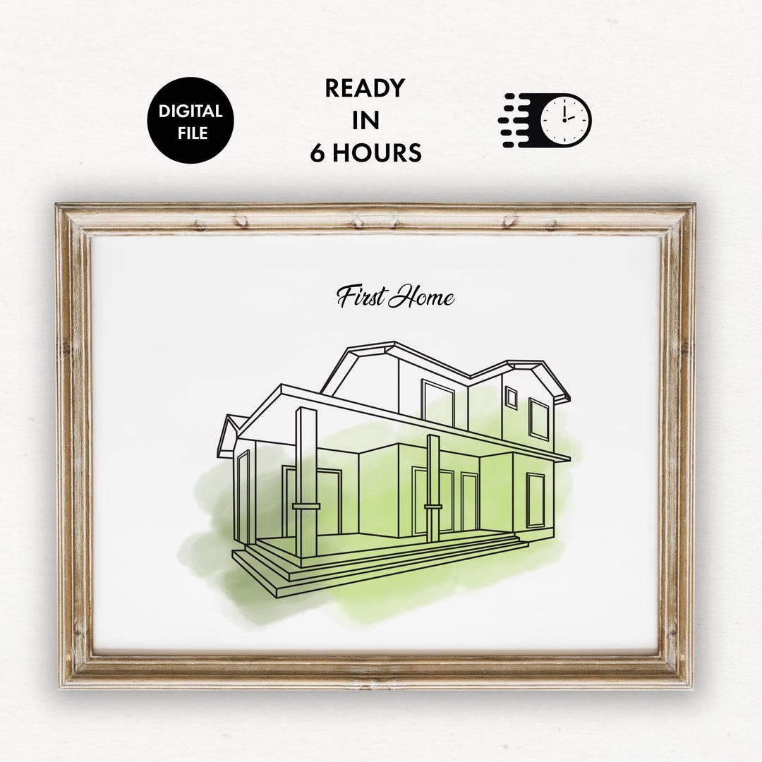 Custom Commercial Building,line Art,hand Drawn House Sketch ...