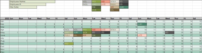 2024 Employee Attendance Record Spreadsheet - Etsy