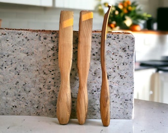 Handmade Wooden Flat Ended Spurtle Kitchen Utensil Wooden Spatula ...