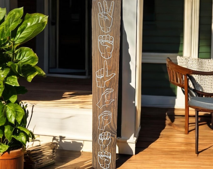 ASL Welcome Porch Sign | Front Porch Sign | ASL | Sign Language ...