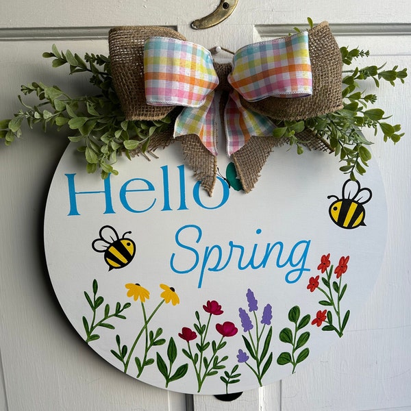 Hello Spring Door Hanger - Etsy