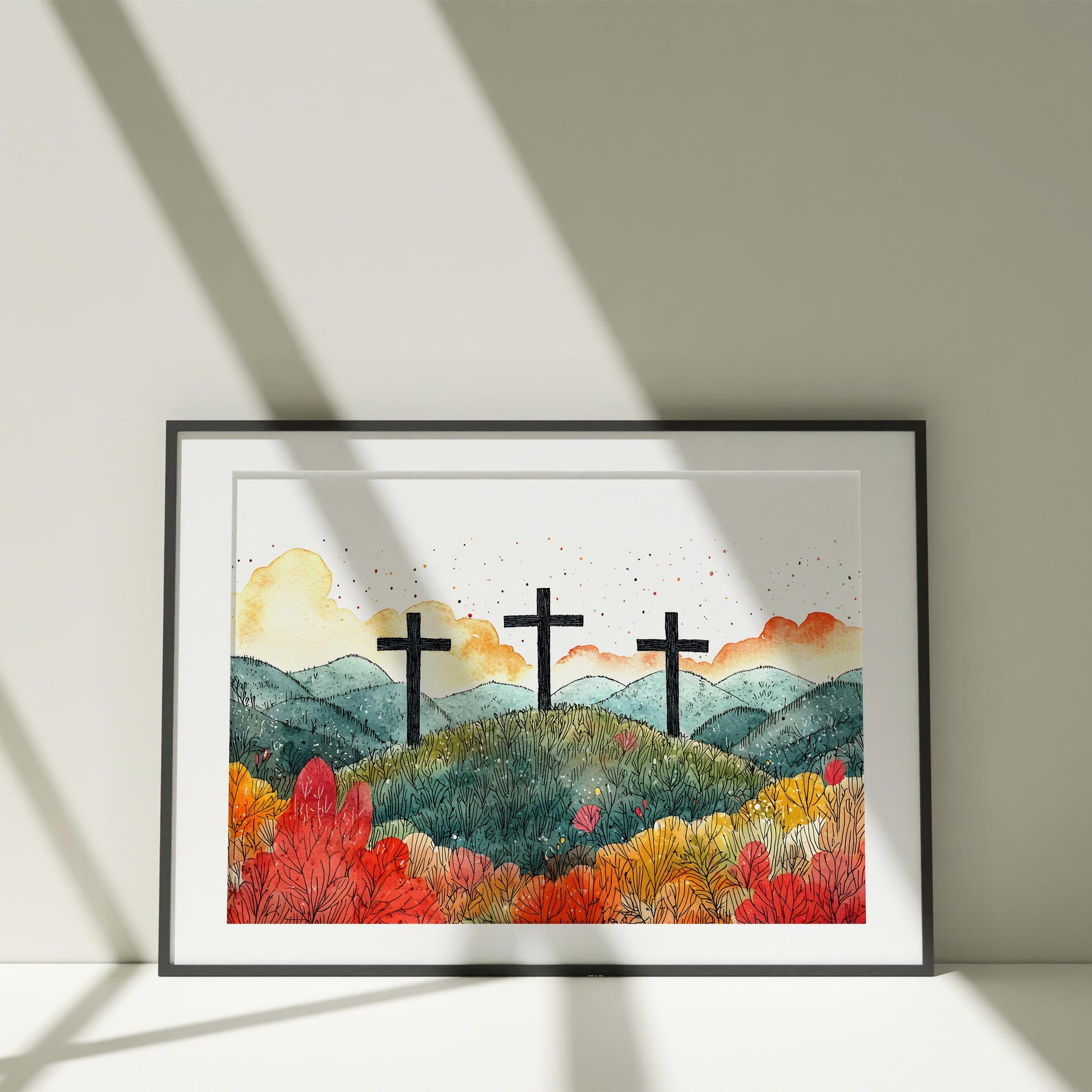Easter Crosses - Christian Wall Art - Three Crosses on a Hill - Easter ...