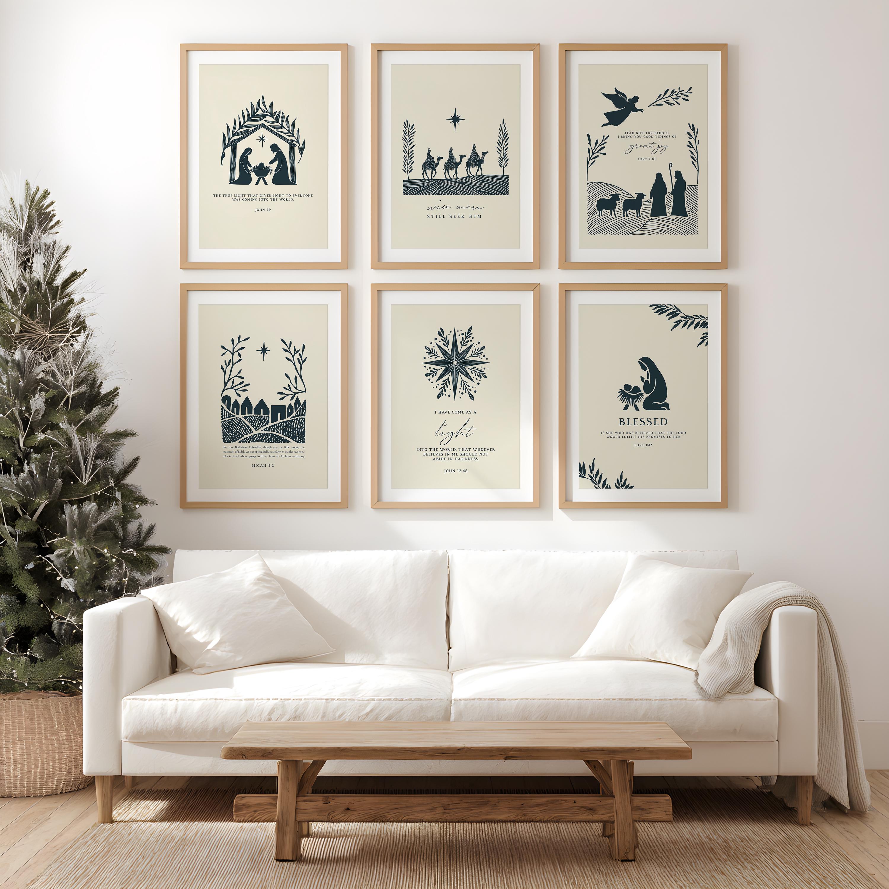 The Nativity Set, 40 Christian Printable Wall Art Bundle, Minimalist ...