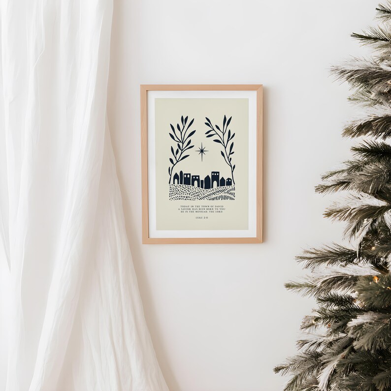 Bethlehem Star Christian Wall Art, Luke 2:11 Nativity Printable ...