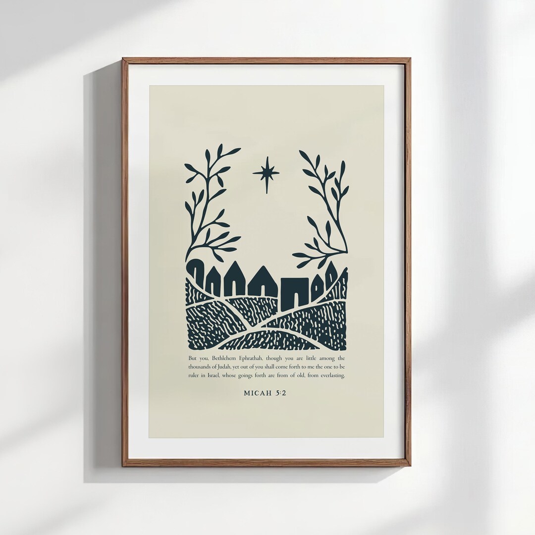 Little Town of Bethlehem Christian Wall Art, Micah 5:2 Nativity ...