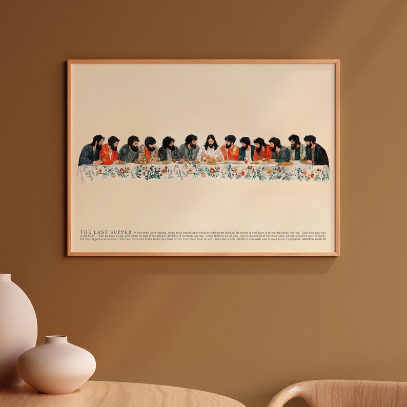 The Last Supper Bible Verse Wall Art, Christian Artwork, Passover ...