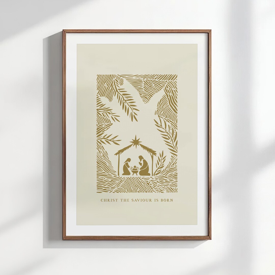 Christ the Saviour is Born Print, Modern Nativity Scene Wall Art ...
