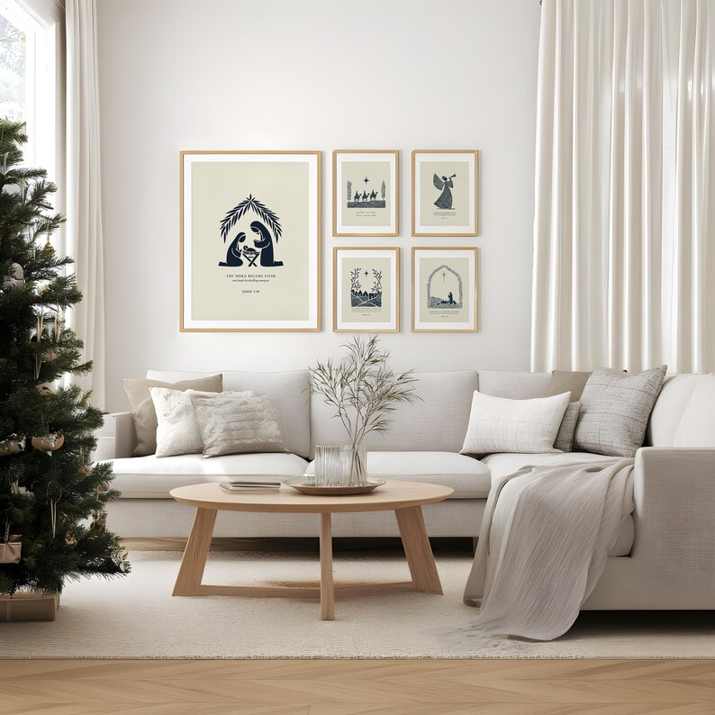 The Nativity Set, 40 Christian Printable Wall Art Bundle, Minimalist ...
