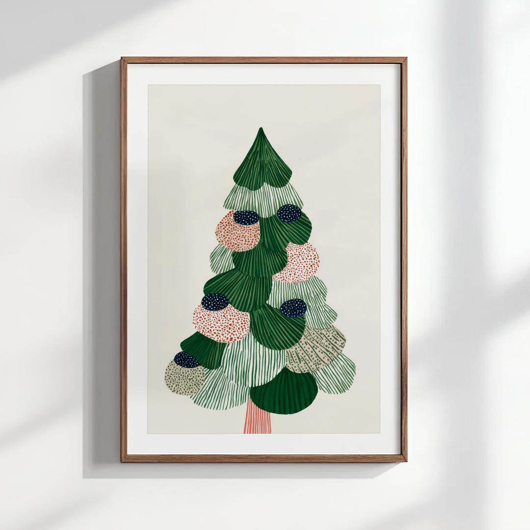 Scandinavian Christmas Tree Art Print Textured Nordic Children ...