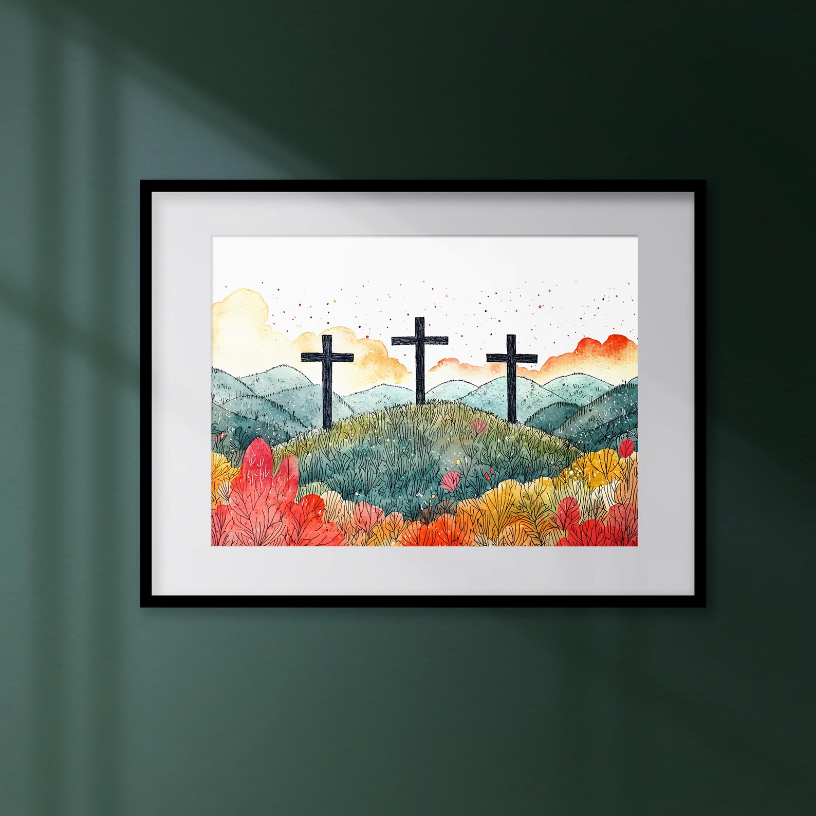 Easter Crosses - Christian Wall Art - Three Crosses on a Hill - Easter ...