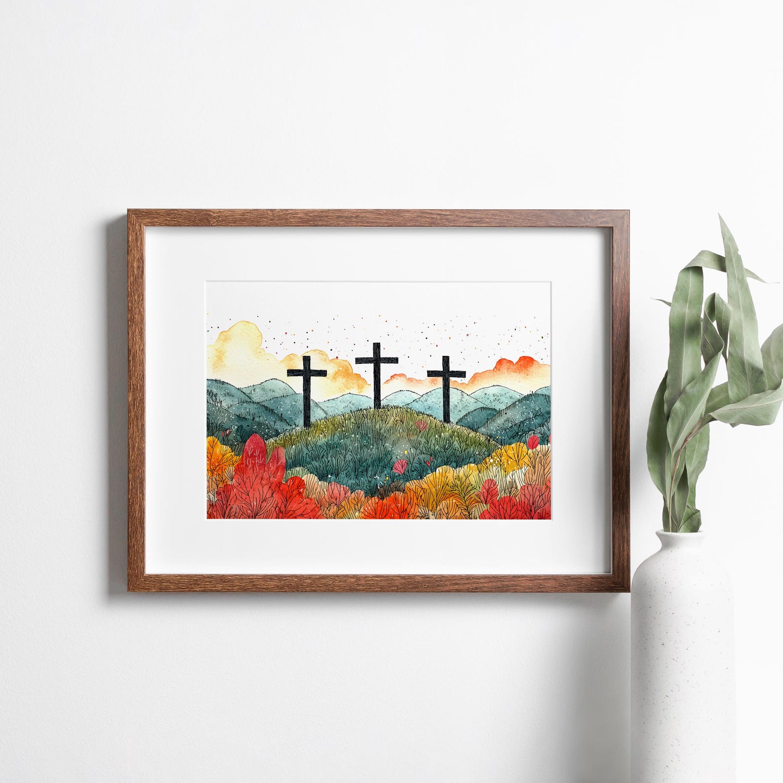 Easter Crosses - Christian Wall Art - Three Crosses on a Hill - Easter ...