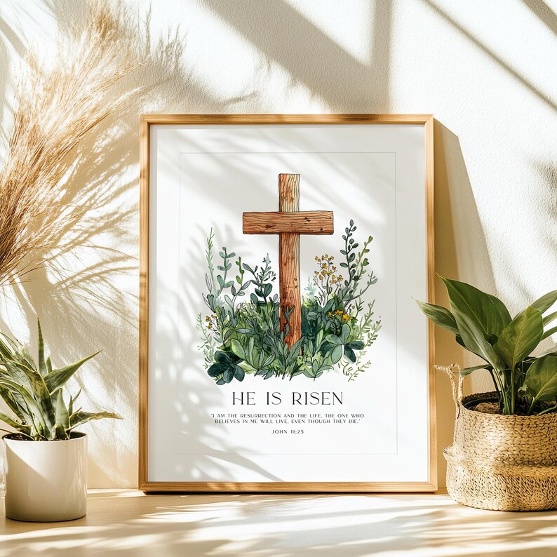 He is Risen - Bible Verse Wall Art - Religious Digital Print - Holly ...