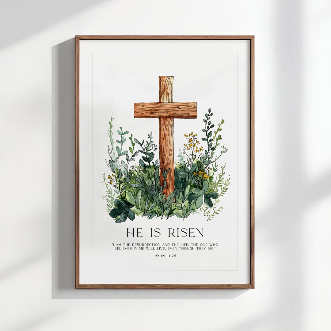 He is Risen - Bible Verse Wall Art - Religious Digital Print - Holly ...