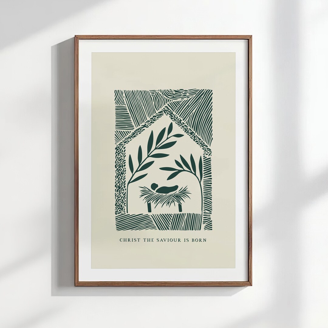 Christ the Saviour is Born Print, Modern Nativity Wall Art, Christian ...