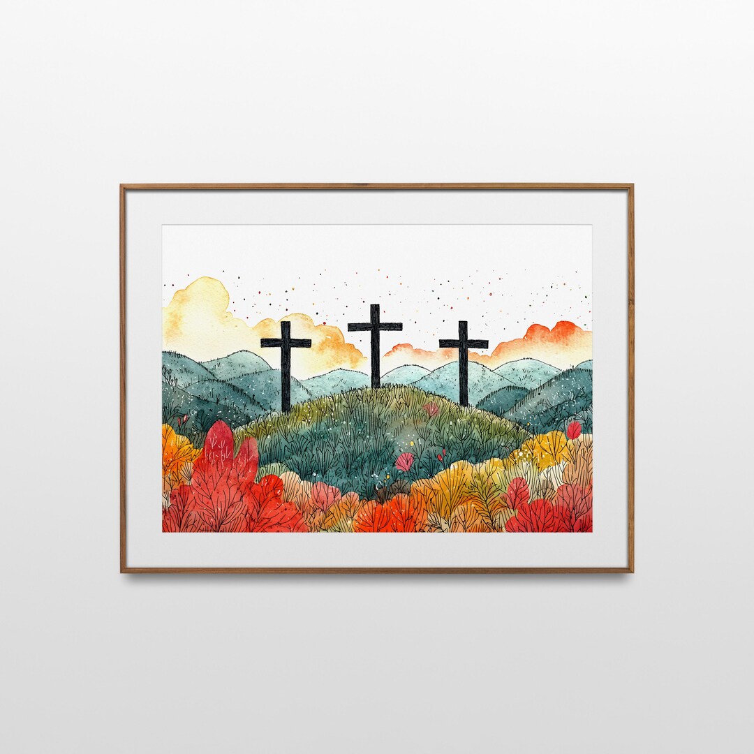 Easter Crosses - Christian Wall Art - Three Crosses on a Hill - Easter ...