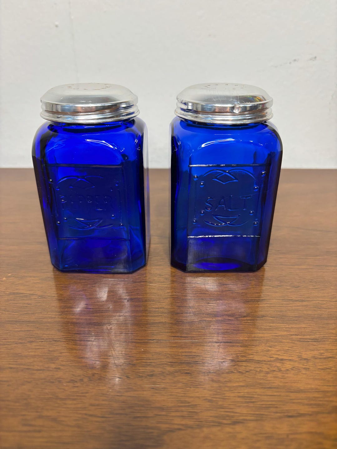 Vintage Set of Miles Kimball Cobalt Blue Depression Style Glass Salt ...