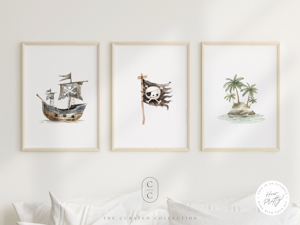 Watercolor Pirate Clipart, Kids Pirate Theme Birthday Party Clip Art ...