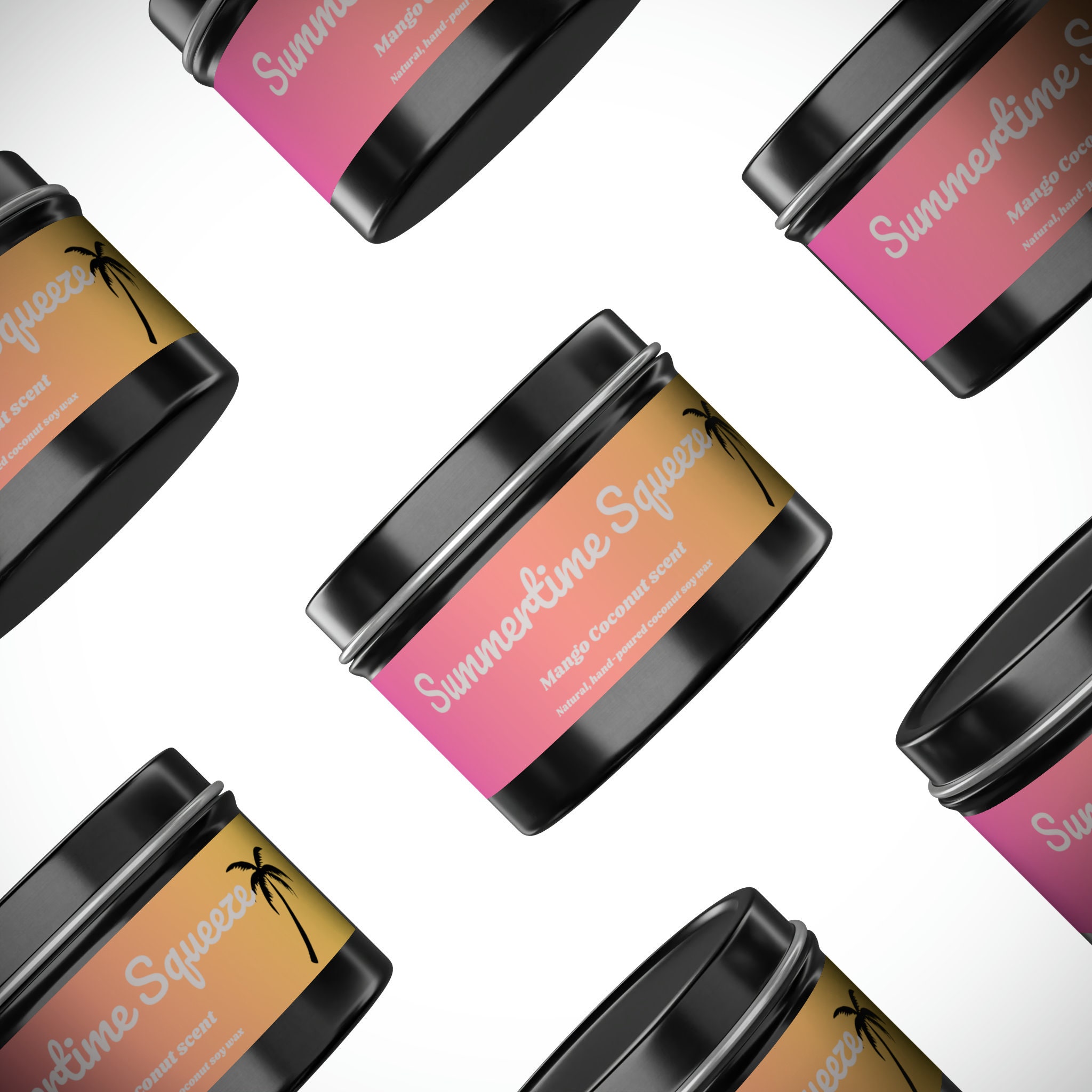 4oz/8oz Tin Natural Coconut Soy Candles in Summertime Squeeze Scent, Mango, Coconut Milk ...