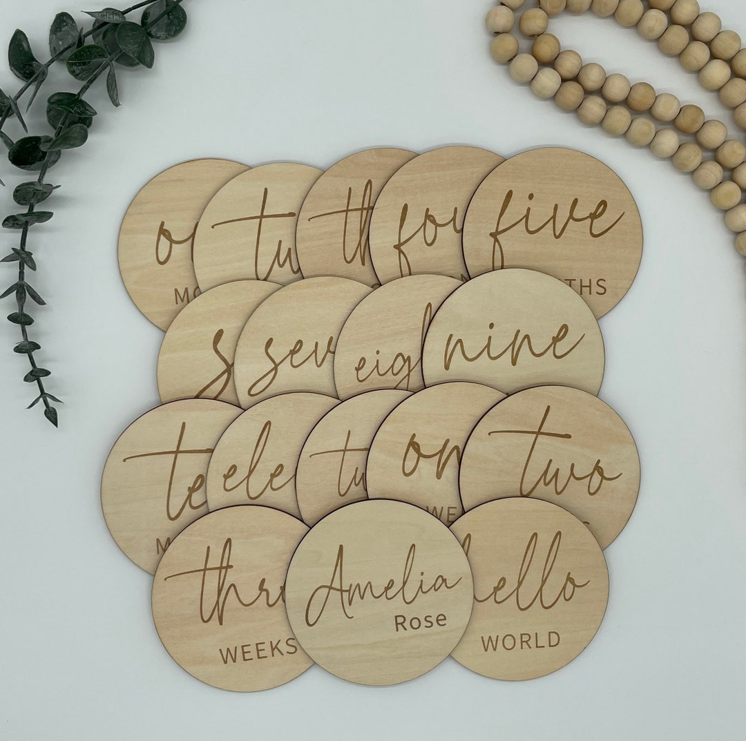 Baby Monthly Milestone Markers for Baby Photos Matching Nameplate ...