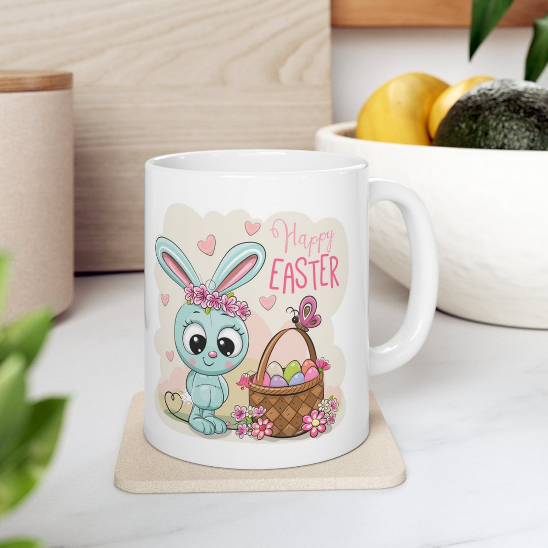 Happy Easter Coffee Mug, Bunny Gift for Woman, Cute Easter Bunny, Gift ...