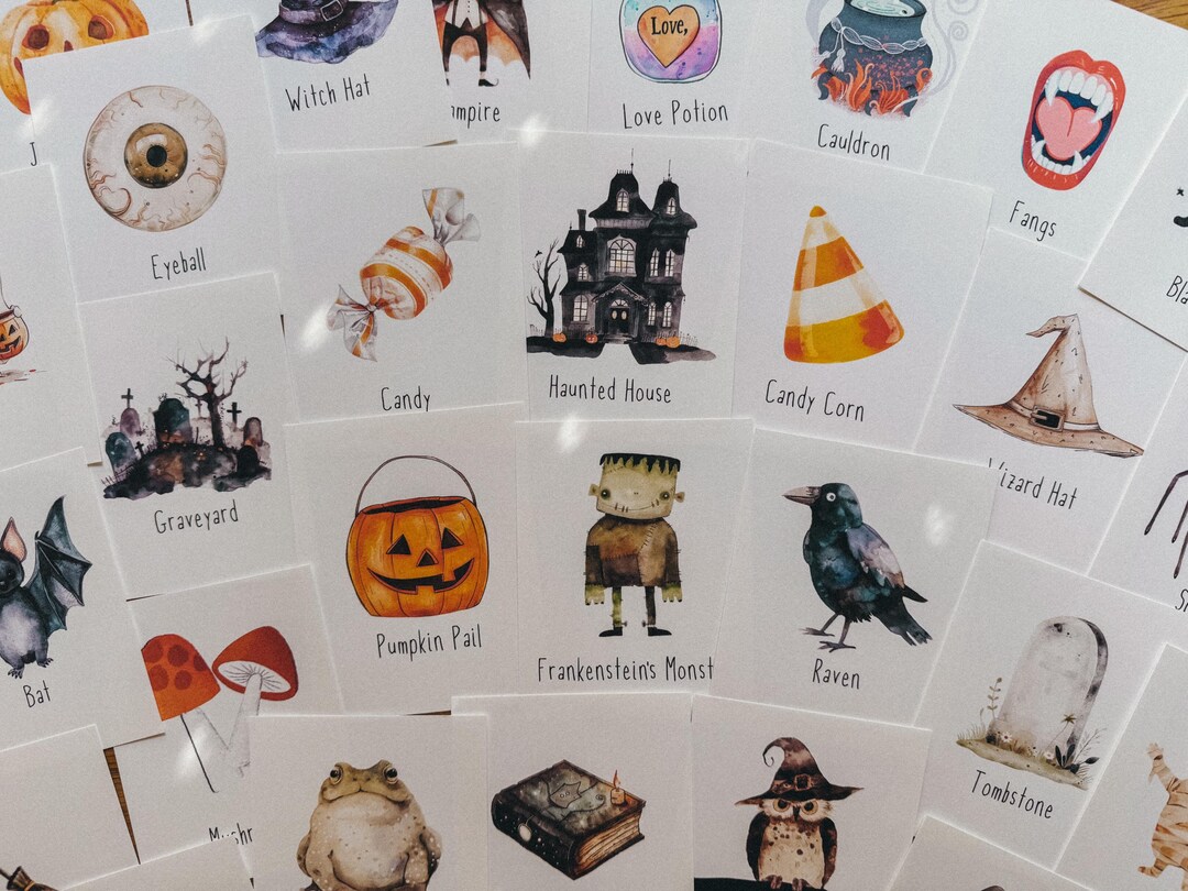 Halloween Flashcards, Homeschool, Learning Resource, Printable, Nature ...