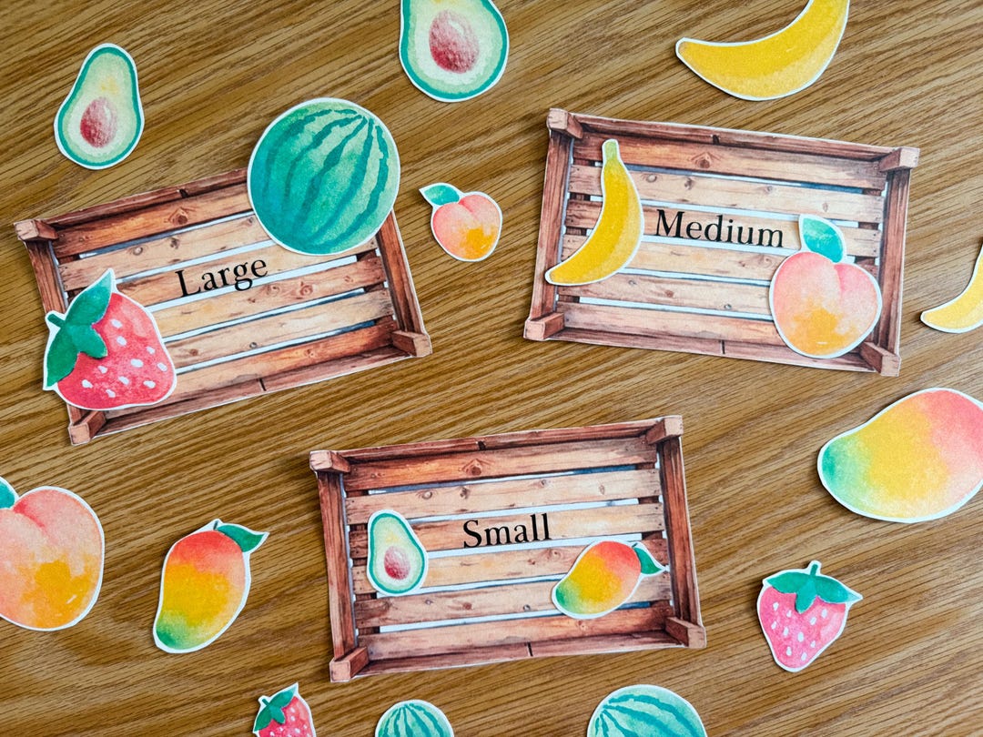 Fruit Size Sorting Game, Morning Basket, Homeschool, Learning Resource ...