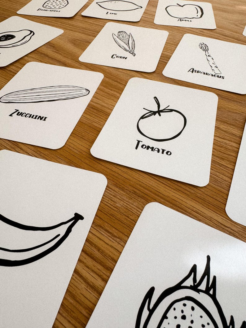 Color Your Own Fruit and Vegetable Flashcards, Homeschool, Learning ...