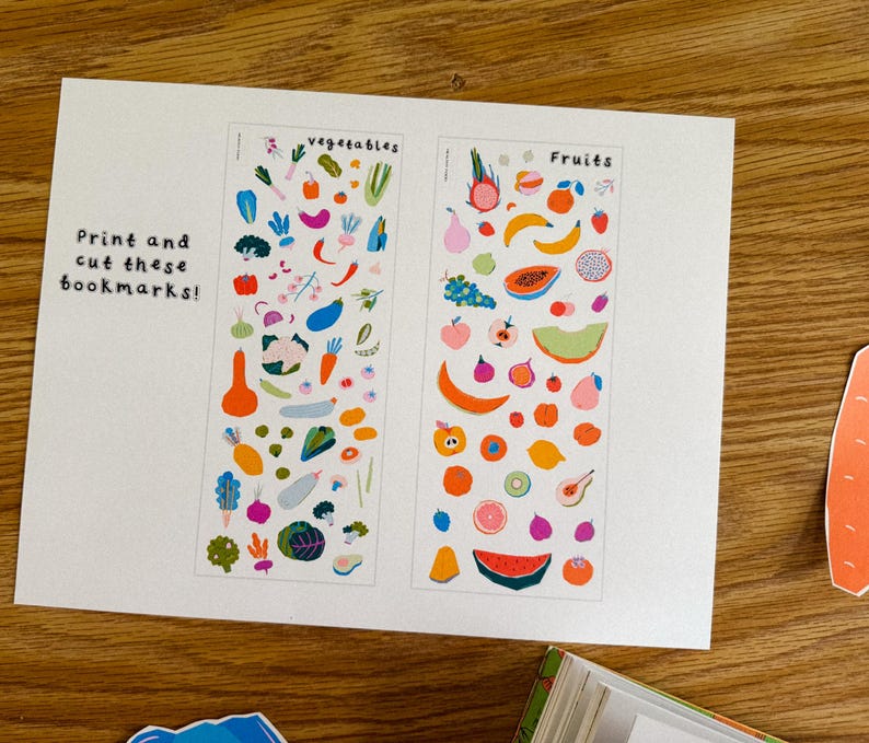 Adorable Veggie Bookmarks, Printable, Instant Digital Download - Etsy