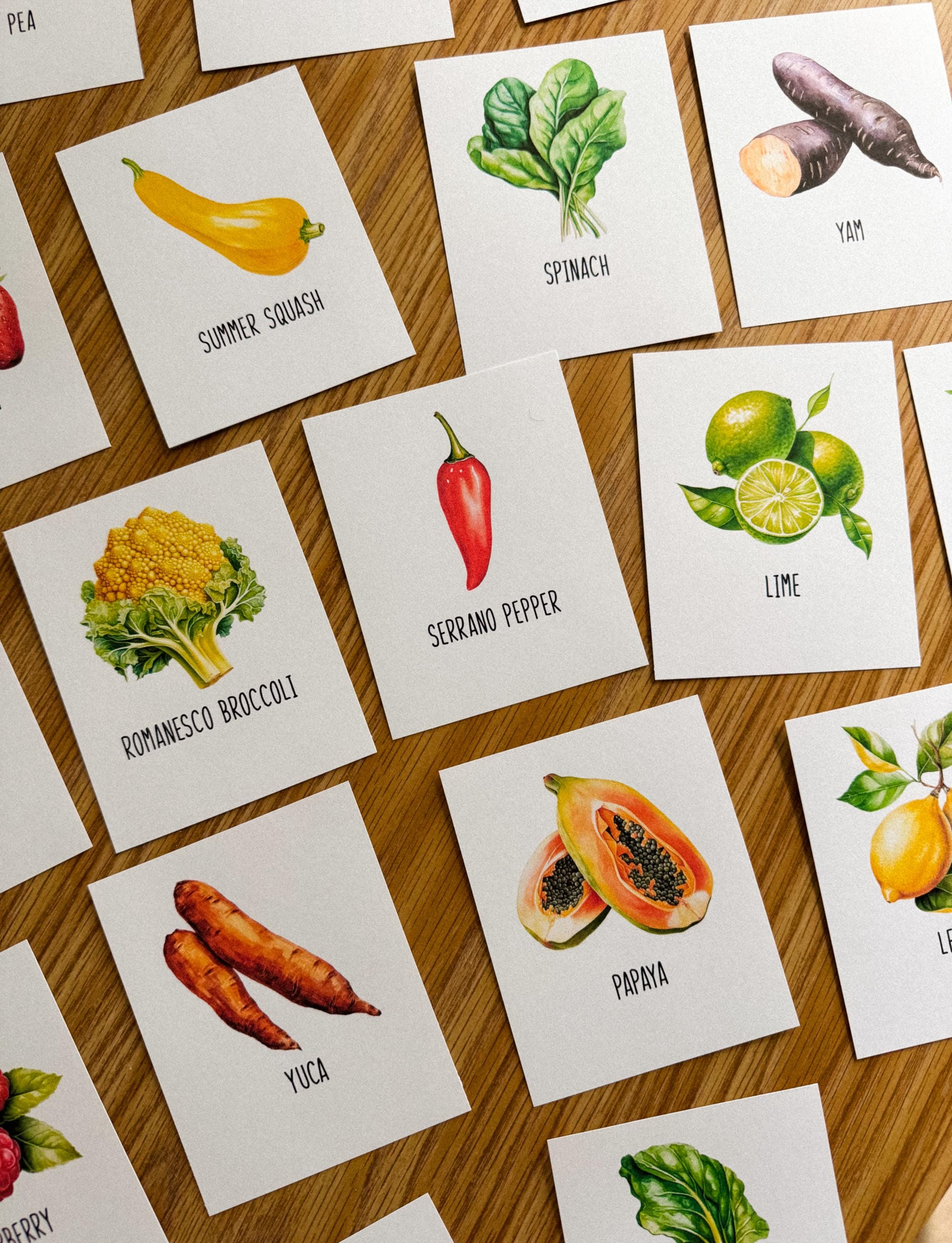 Fruit and Vegetable Flashcards, Homeschool, Learning Resource ...