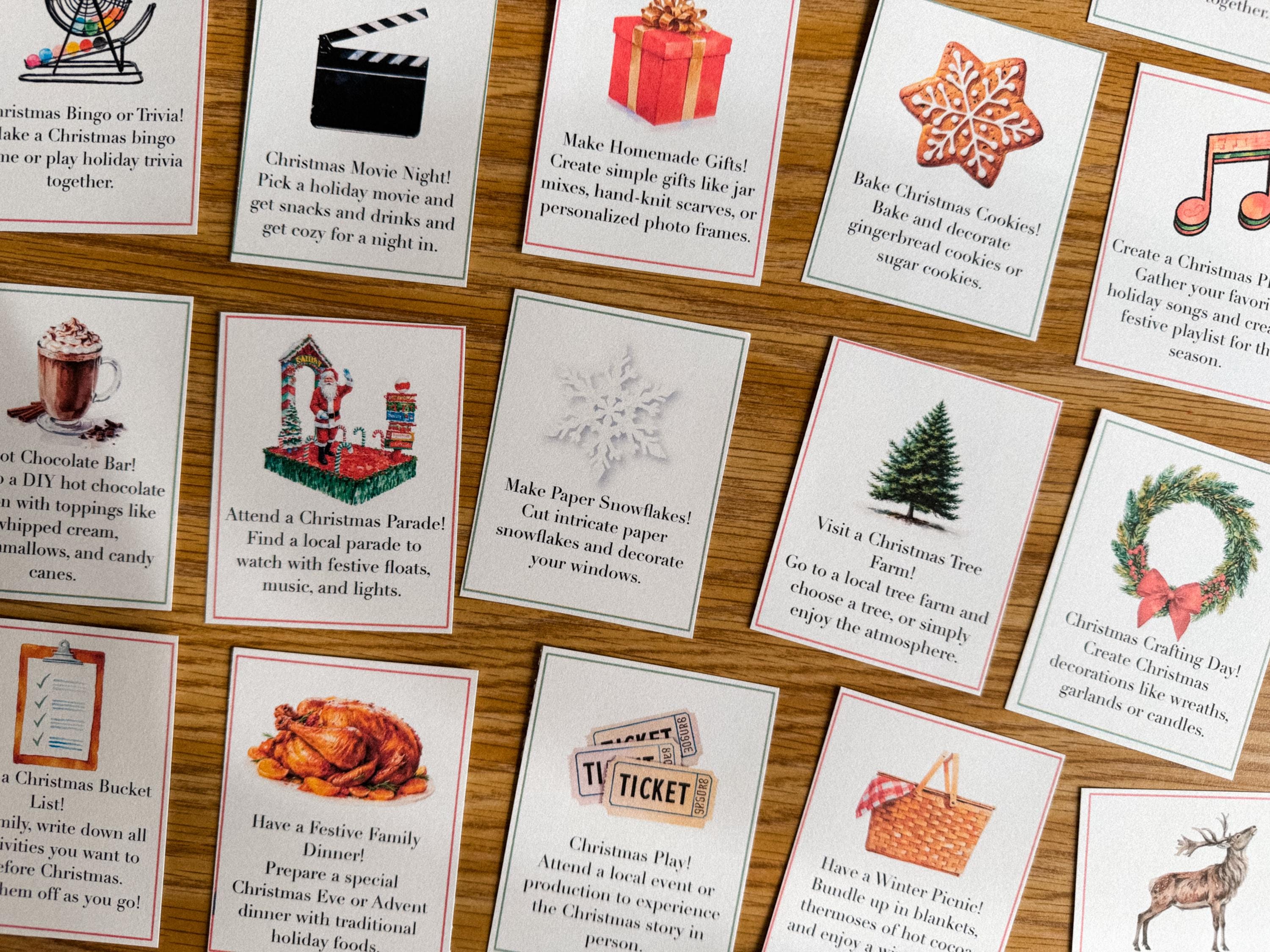 Christmas Advent Calendar Activity Cards, 42 Activities to Choose From ...