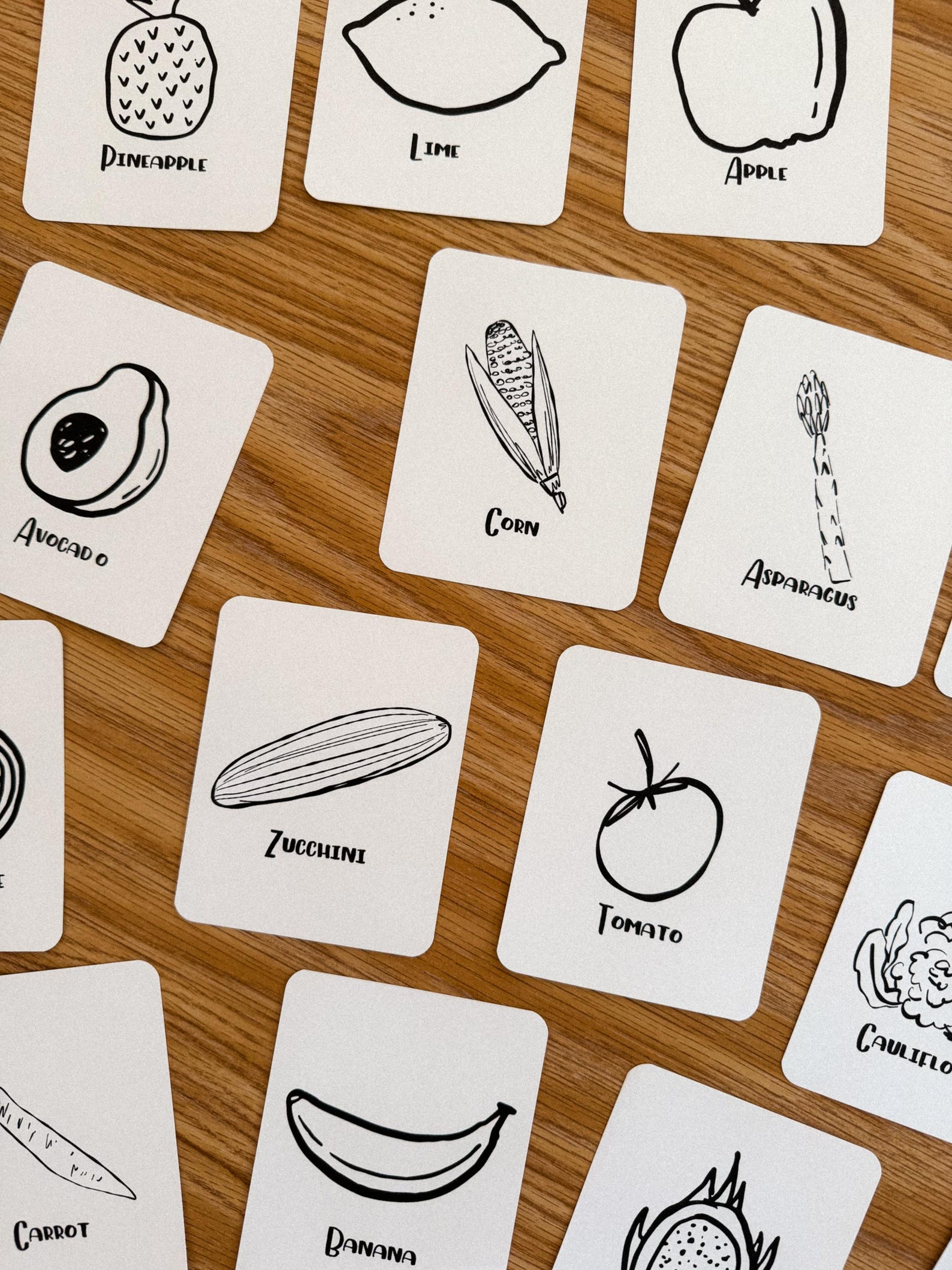 Color Your Own Fruit and Vegetable Flashcards, Homeschool, Learning ...