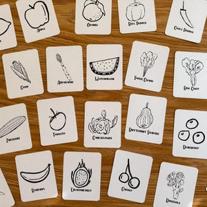 Color Your Own Fruit and Vegetable Flashcards, Homeschool, Learning ...