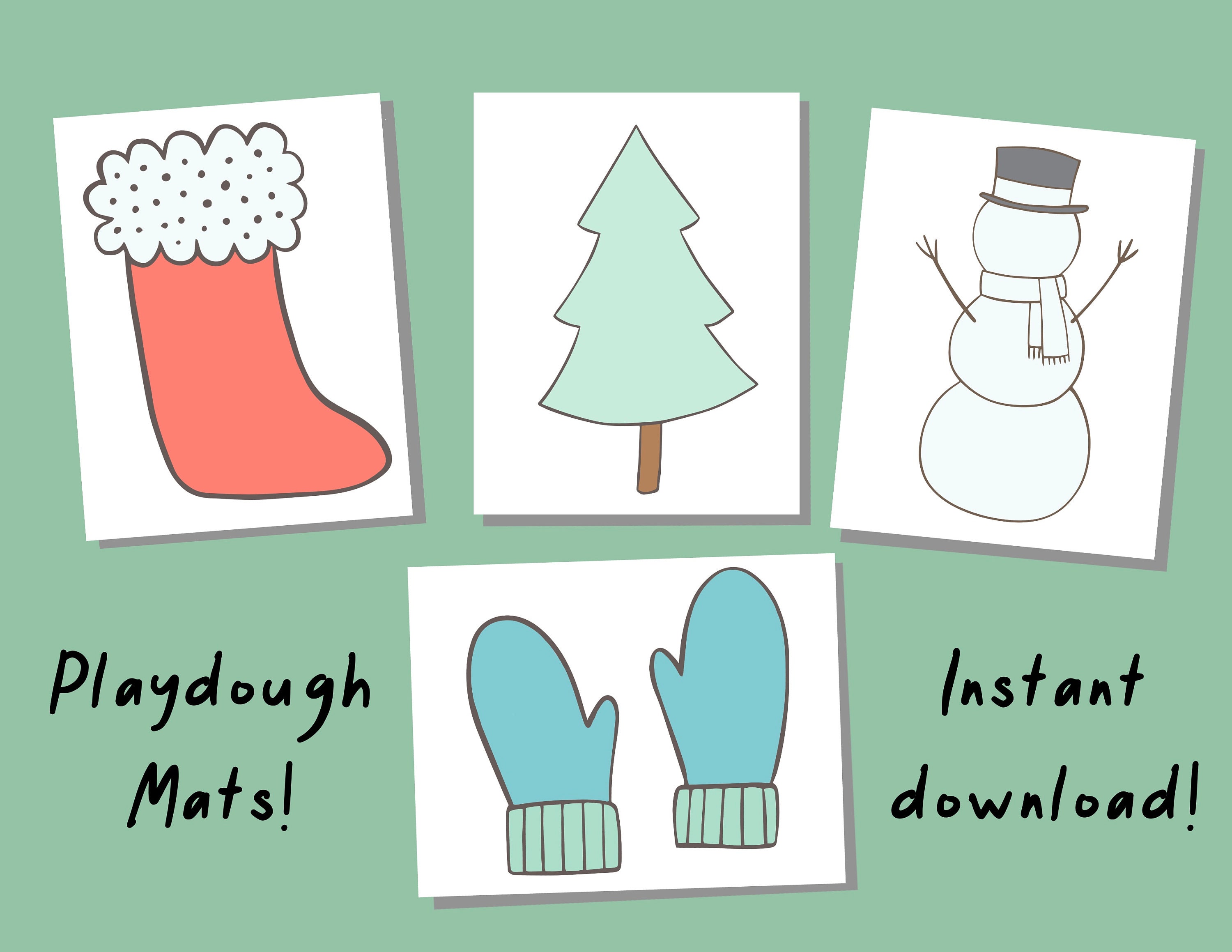 Winter/christmas Printable Playdough Mats, Morning Basket, Homeschool ...