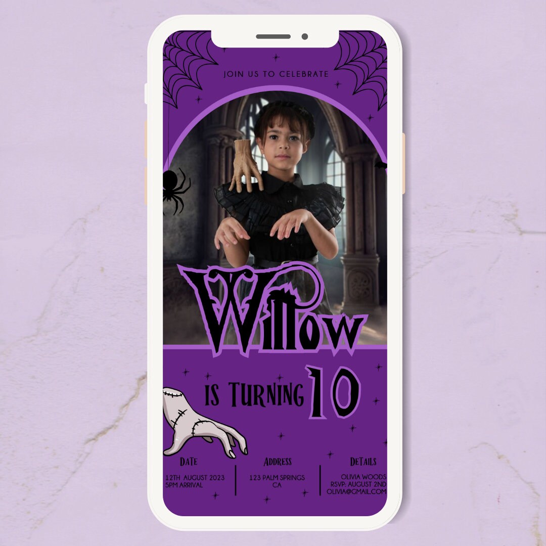 Wednesday Addams Kids Birthday Invitation Kids Invitation Addams Family ...